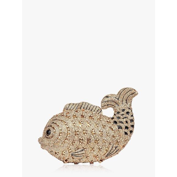 Unbranded | Bags | White Chocolate Gold Rhinestone Studded Fish Clutch ...
